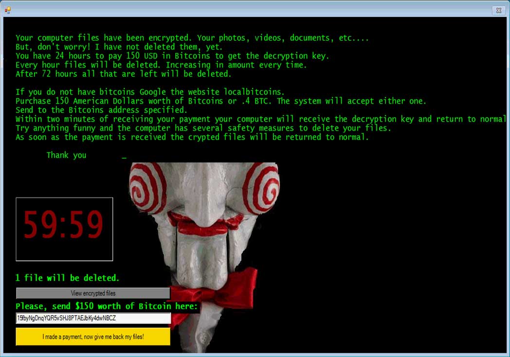 Jigsaw ransomware: I want to play a game....